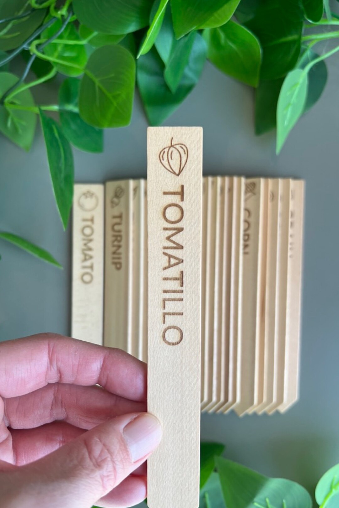 Wooden Tomatillo Garden Stake, Vegetable Plant Label, Garden Bed ...