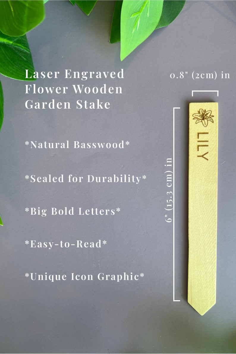 Wooden Lily Garden Stake, Flower Plant Label, Garden Bed Planter Marker ...