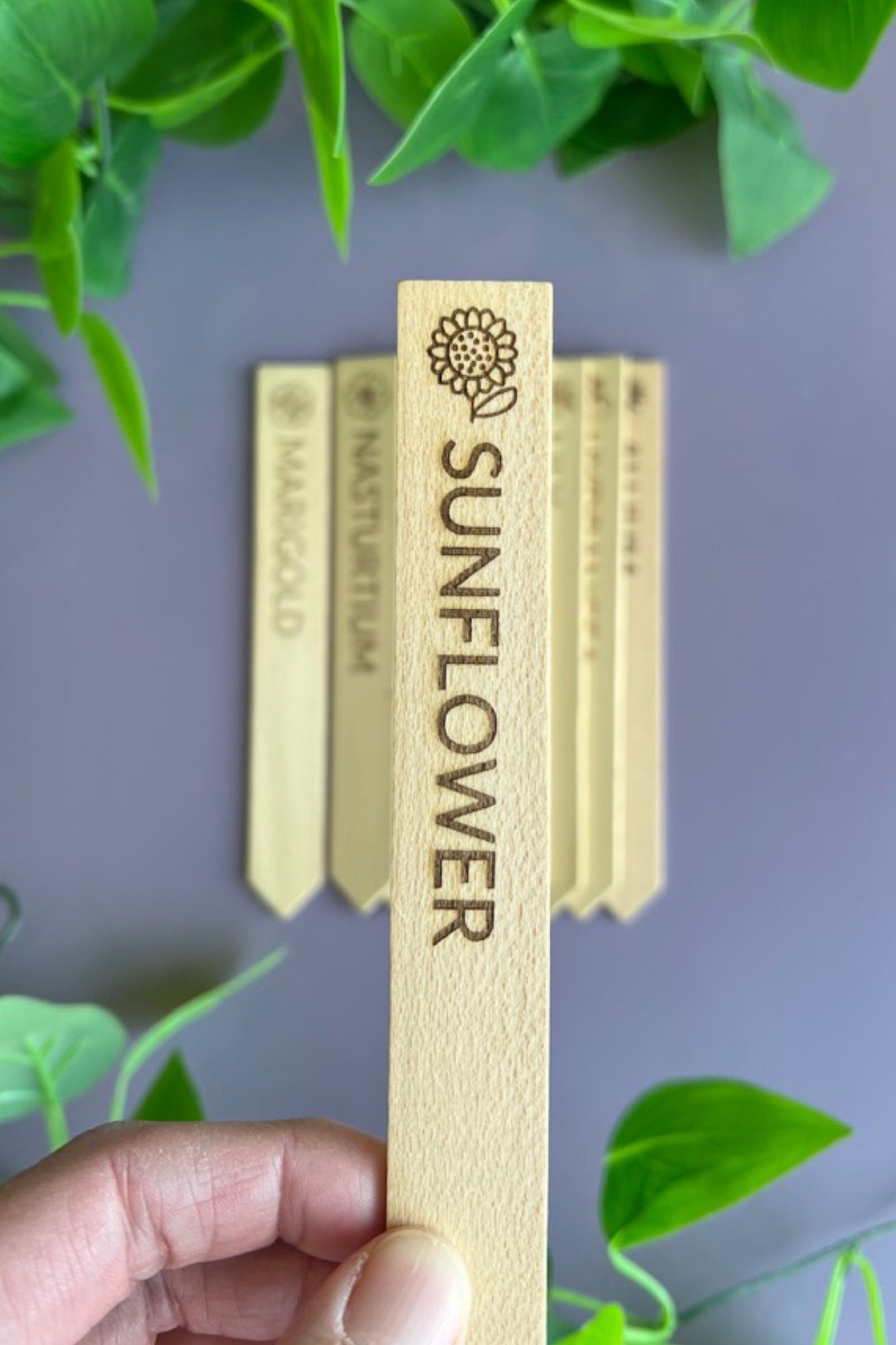 Laser Engraved Sunflower Wooden Garden Stake: Plant Marker - Etsy