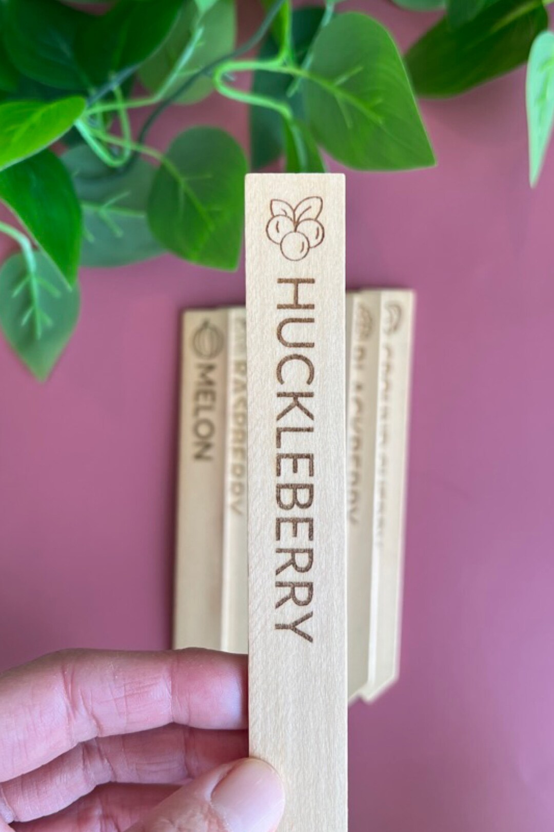 Laser Engraved Huckleberry Garden Stake: Basswood Plant Label - Etsy