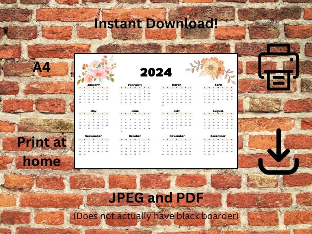 2024 Printable Flower Calendar - Etsy Ireland