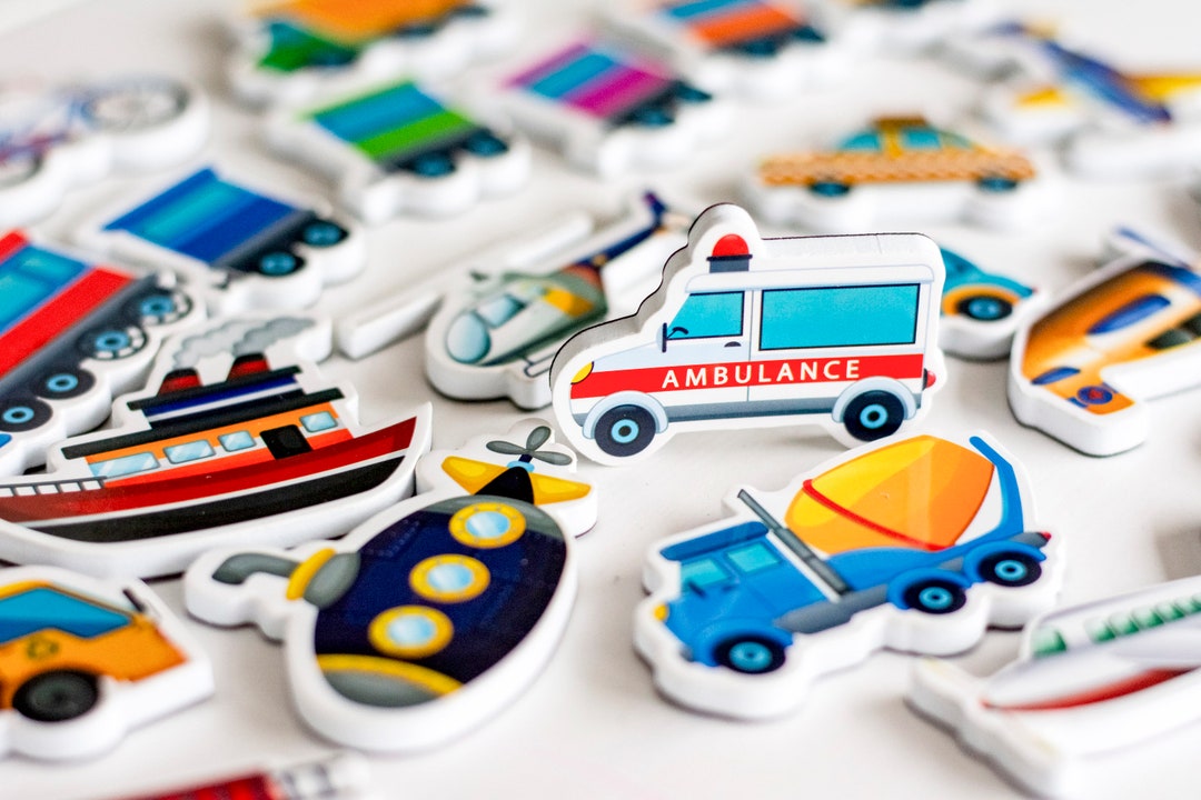 Transport Magnets for Kids/ Toddlers, Cute Magnets for Toddler, Kitchen ...