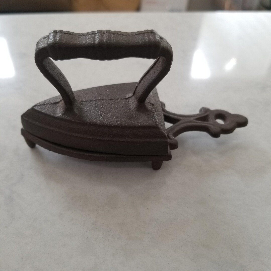Vintage Miniature Cast Iron Toy Sad Iron With a Trivet, Likely From the ...