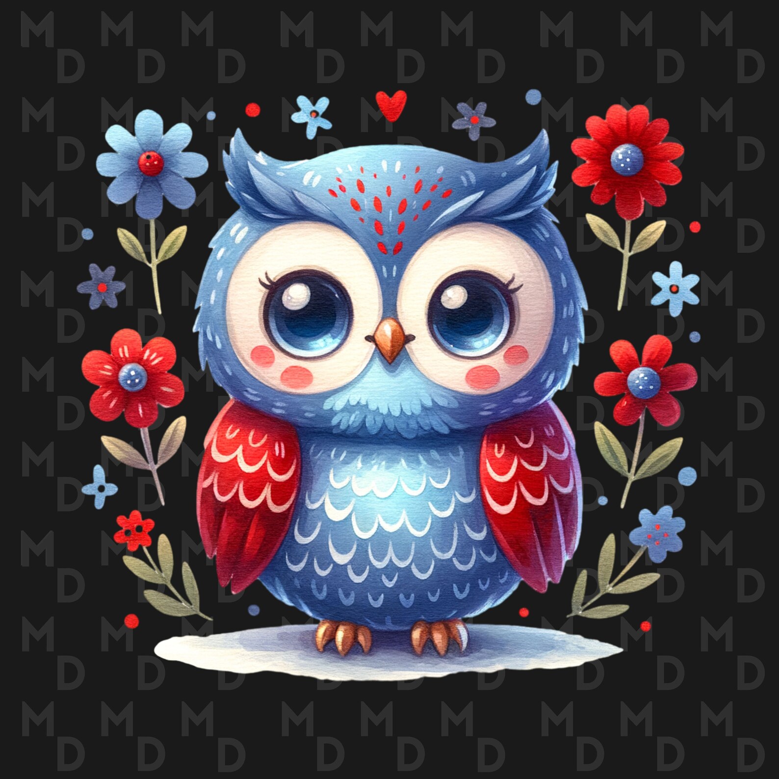 Cute Blue and Red Owl PNG, Owl Clipart, Instant Download, Digital, 300 ...