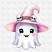 Cute Ghost Wearing Pink Witch Hat PNG, Ghost Clipart, Instant Download ...