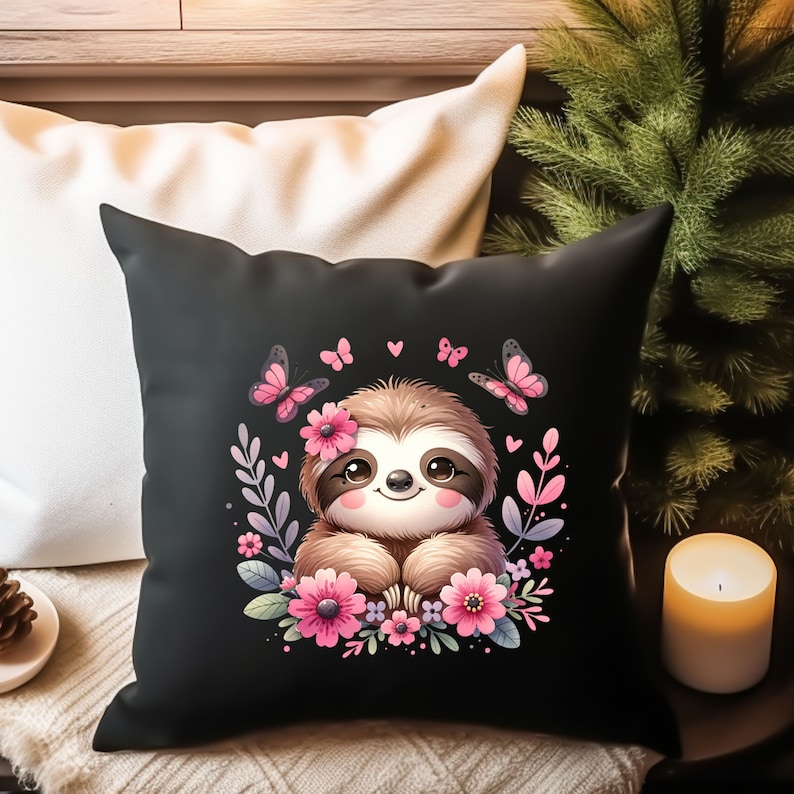 Cute Sloth PNG, Pink Flower Sloth, Clipart, Digital Download, PNG ...