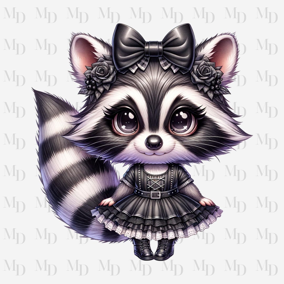 Cute Goth Racoon PNG, Clipart, Instant Download, Goth Racoon Design ...