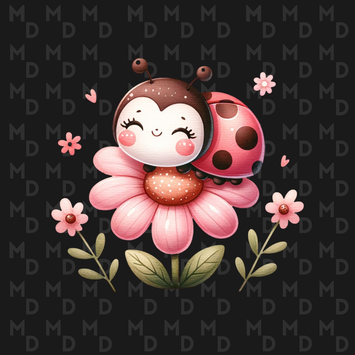 Cute Pink and Brown Ladybug PNG, Ladybug Clipart, Instant Download ...