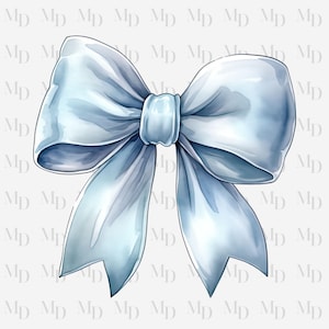 Light Blue Bow PNG, Instant Download, Clipart, Coquette Design ...