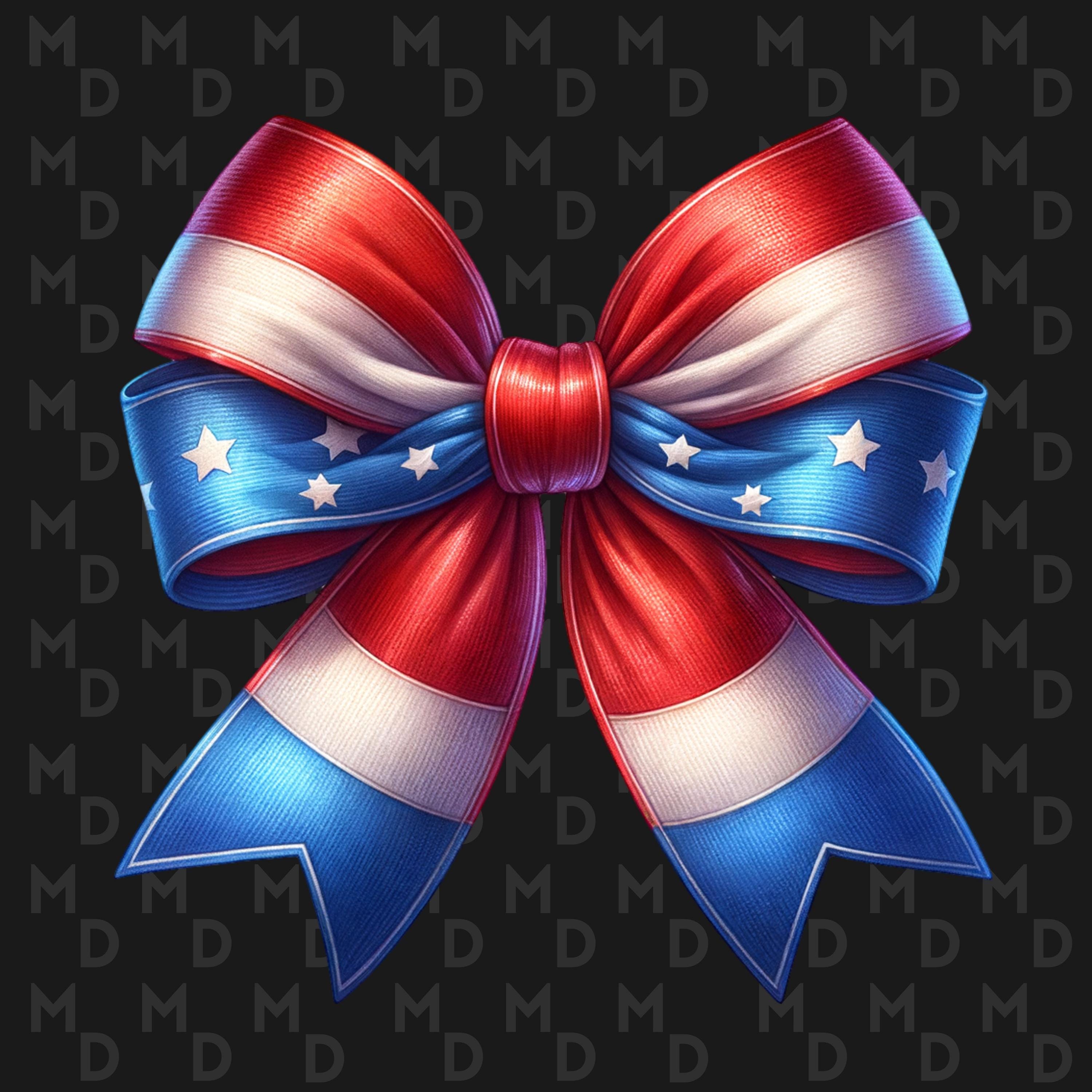 Patriotic Red White Blue Bow PNG, Instant Download, Watercolor Clipart ...