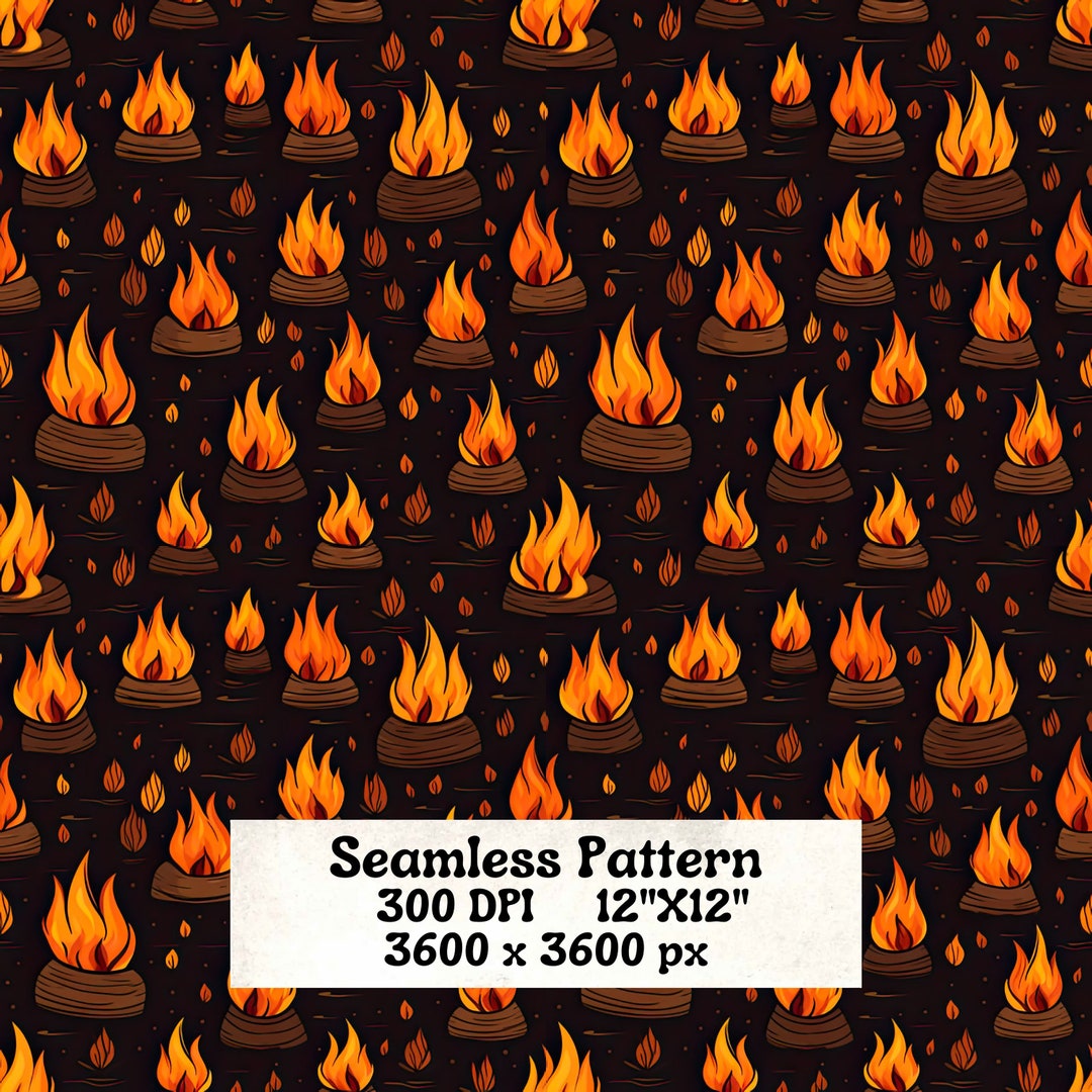Fire Seamless Pattern, Instant Download, 300 Dpi, 3600x3600, Digital ...