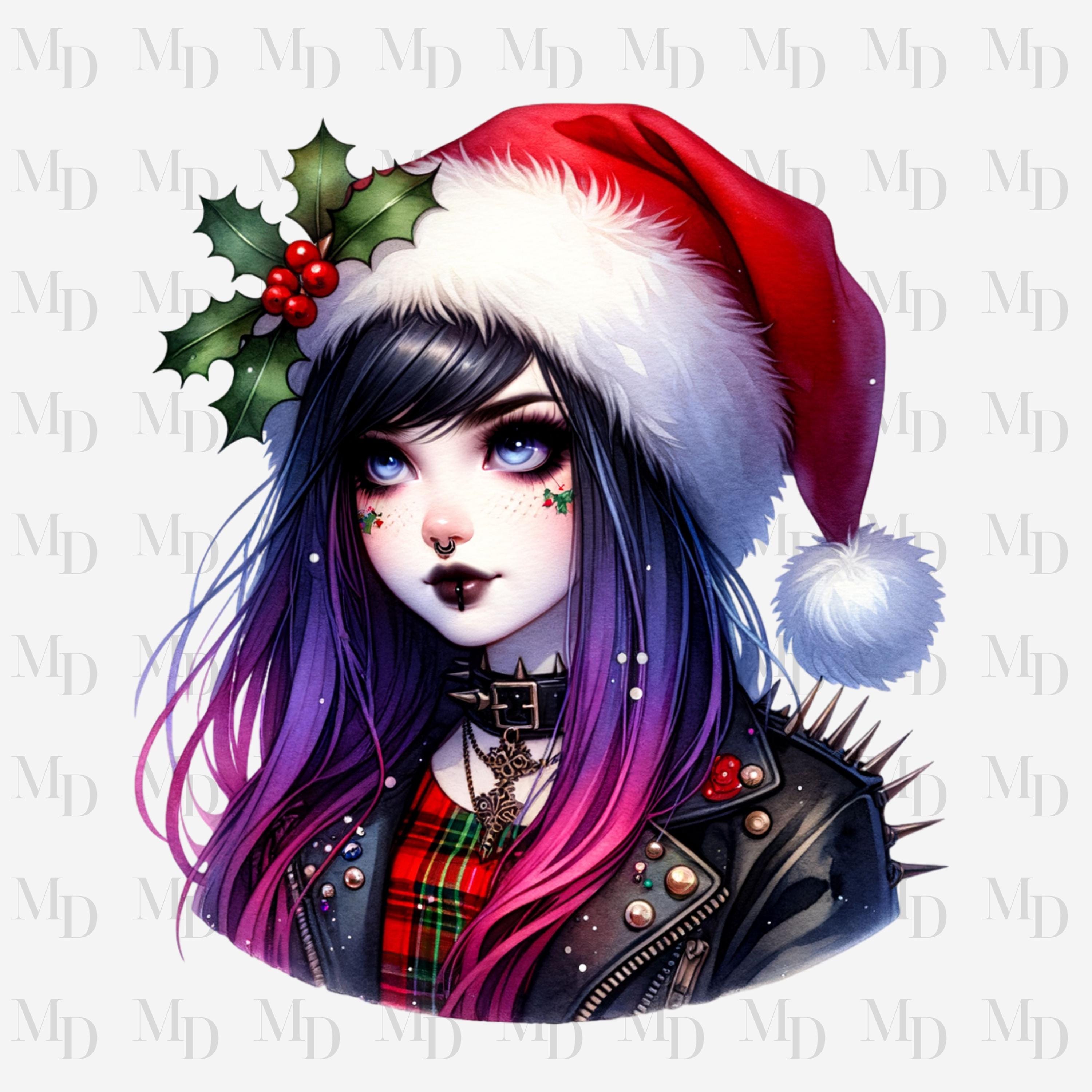 Christmas Goth Girl PNG, Clipart, Instant Download, Goth Christmas ...