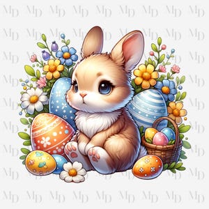 Cute Easter Bunny PNG, Instant Download, Digital, Easter Design, Bunny ...