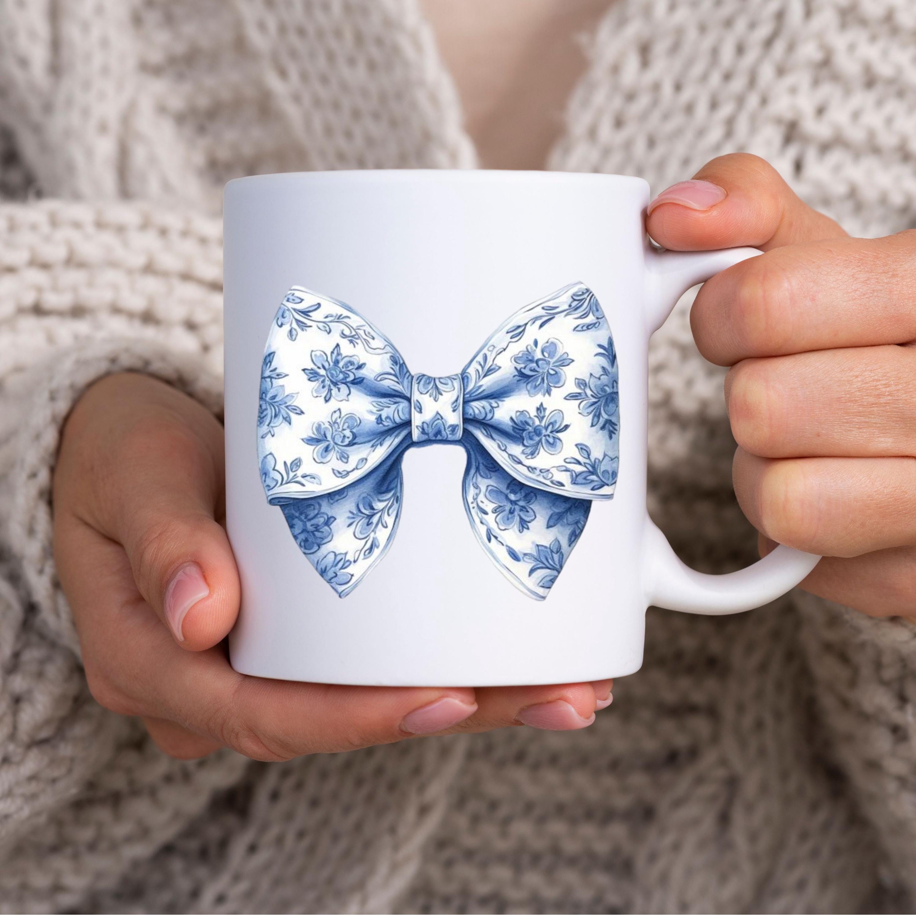 Blue and White Toile Big Bow PNG, Sublimation, Digital Download ...
