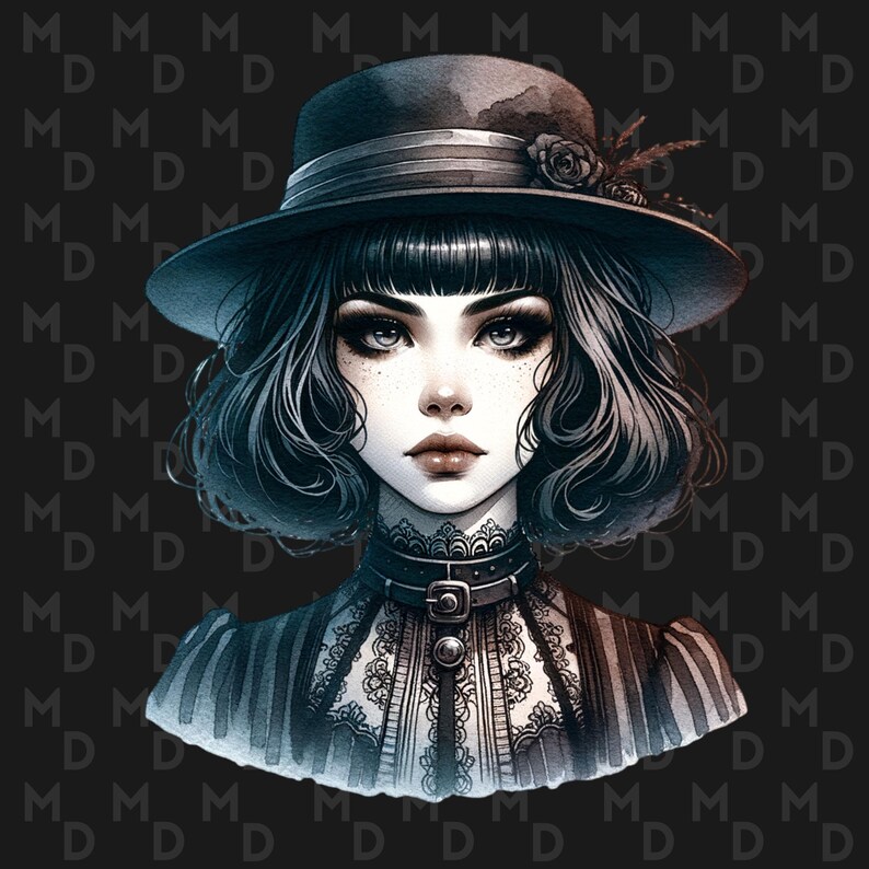 Vintage Goth Girl PNG, Clipart, Instant Download, 300 Dpi, Sublimation ...