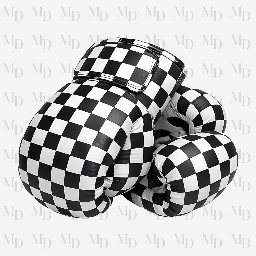 Black and White Checkered Boxing Gloves PNG, Digital Instant Download ...