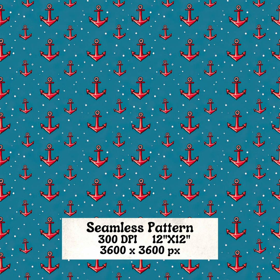 Boat Anchor Seamless Pattern PNG, Instant Download, Anchor Pattern, 300 ...
