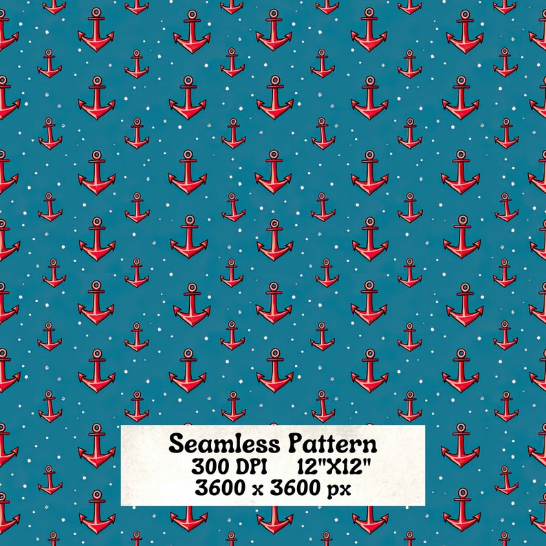 Boat Anchor Seamless Pattern PNG, Instant Download, Anchor Pattern, 300 ...