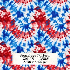 Red White and Blue Tie Dye Seamless Pattern , PNG, Instant Download ...