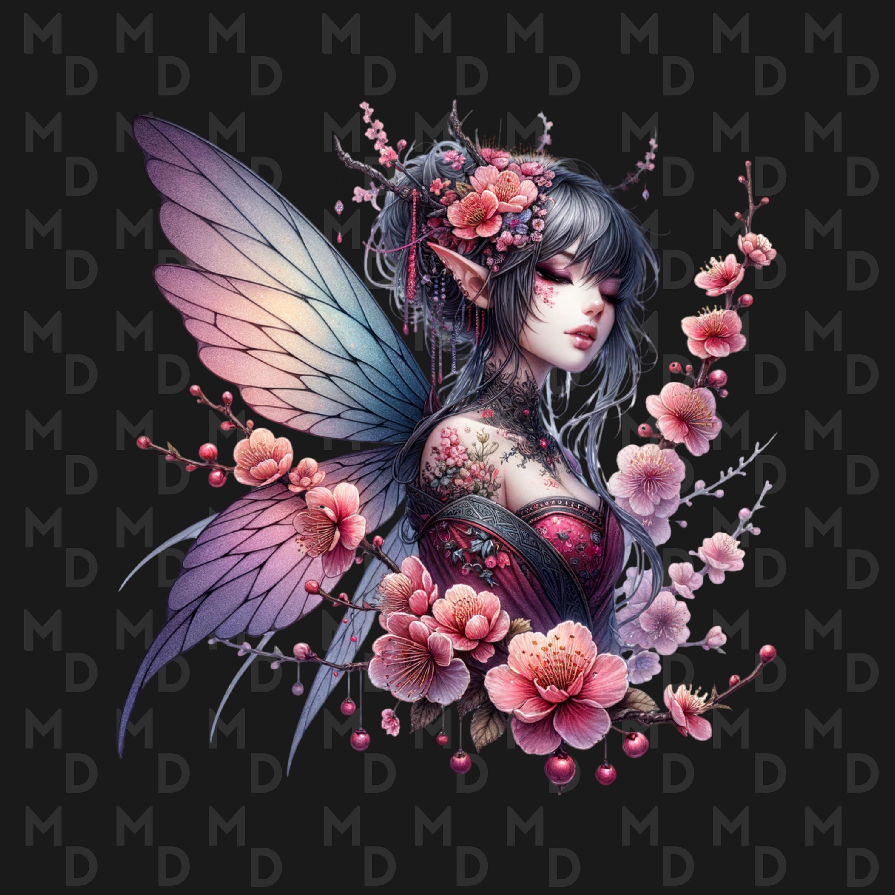 Cherry Blossom Goth Fairy PNG, Clipart, Instant Download, Fairy Design ...