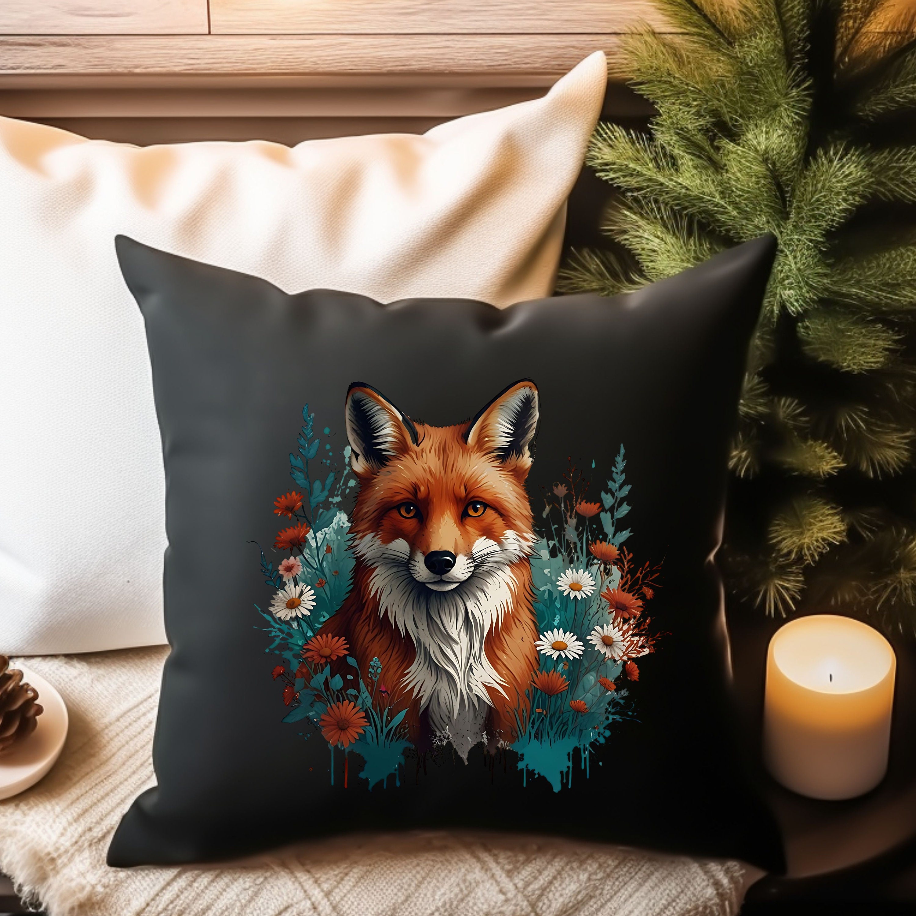 Floral Fox PNG, Clipart, Instant Download, Digital Download PNG, Fox ...