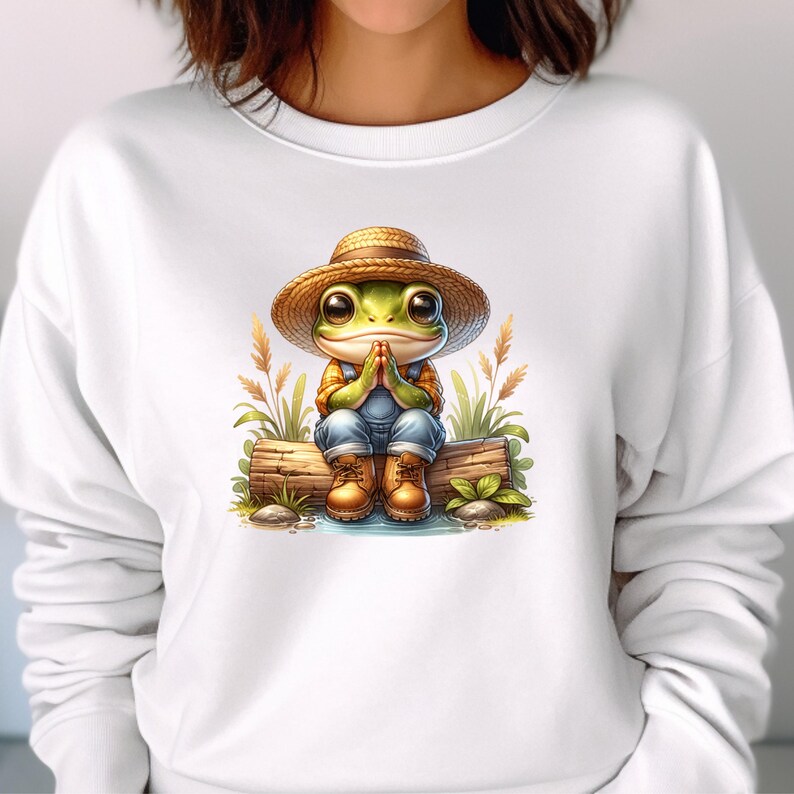 Cute Praying Frog PNG, Frog Clipart Instant Download, Sublimation, Frog ...