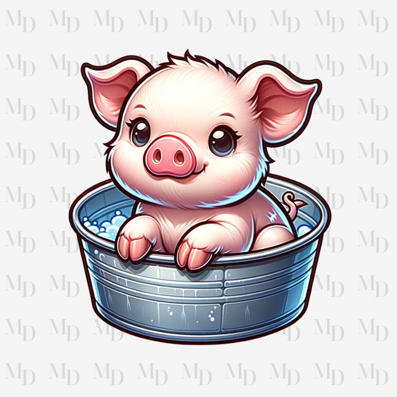 Cute Baby Pig in Washtub PNG, Baby Pig Clipart Instant Download ...