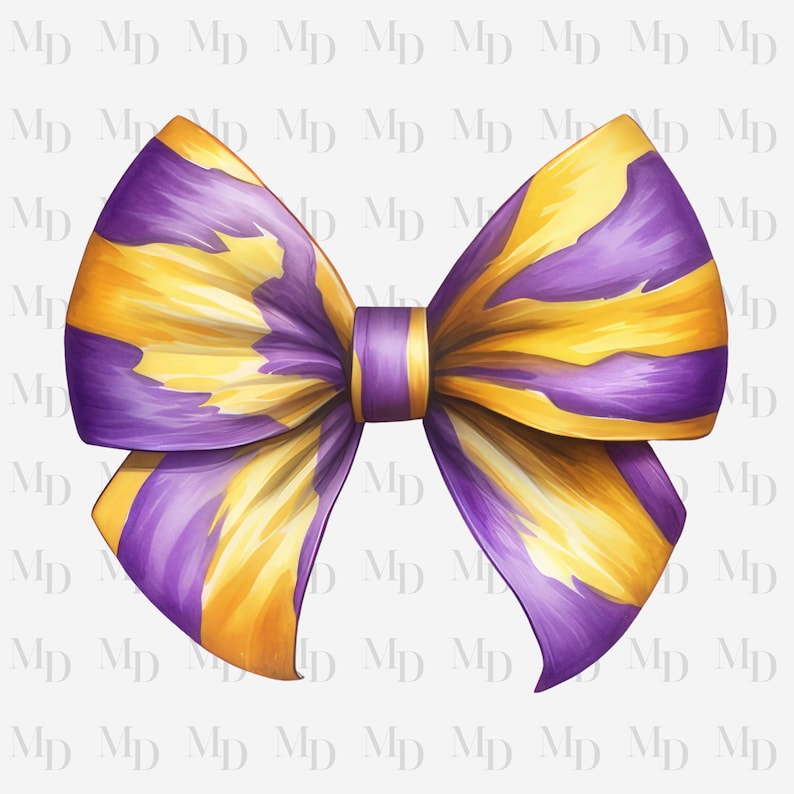 Purple and Yellow Tiger Stripe Bow PNG, Instant Download, School ...