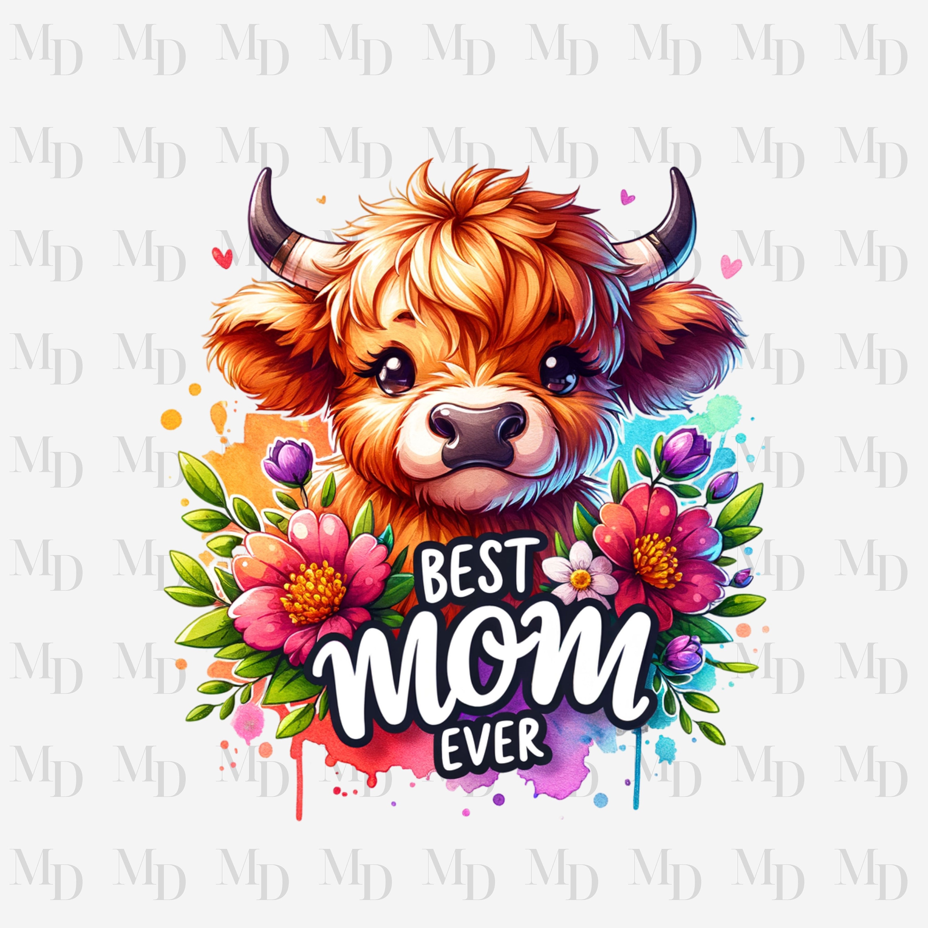 Highland Cow Best Mom Ever PNG, Instant Download - Etsy