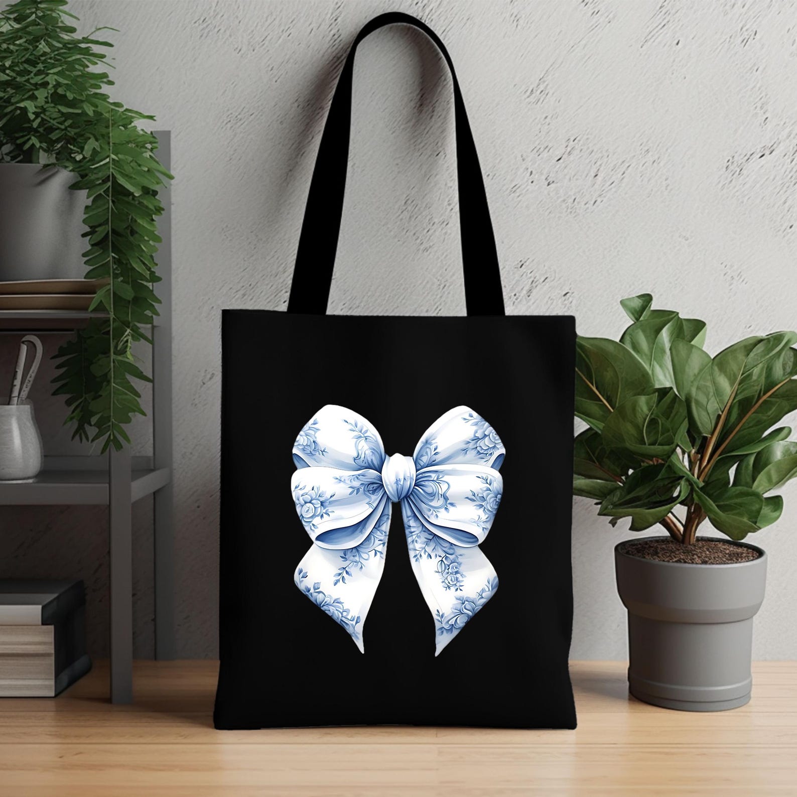 Blue and White Toile Big Bow PNG, Sublimation, Digital Download ...