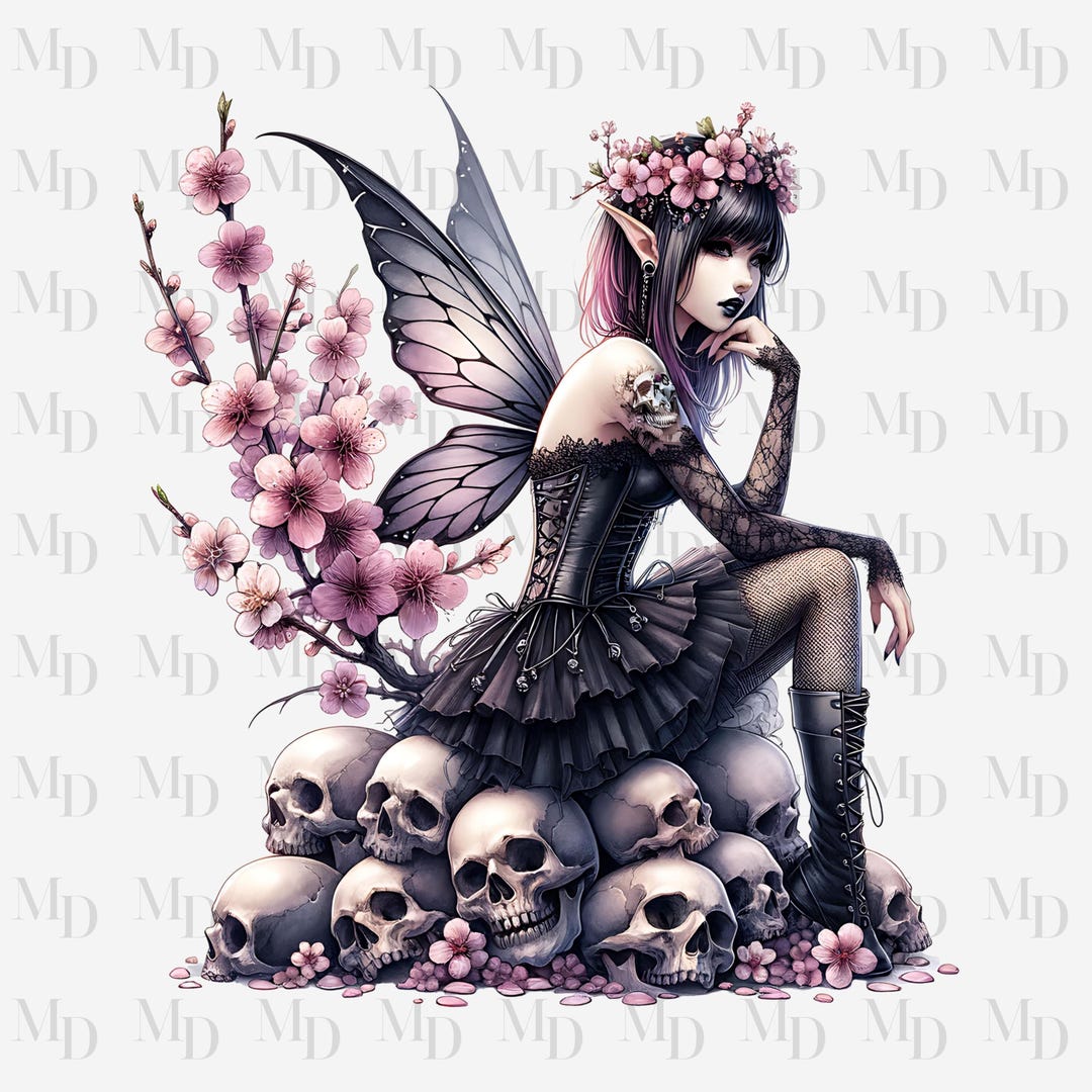 Cherry Blossom Goth Fairy PNG, Clipart, Instant Download, Fairy Design ...