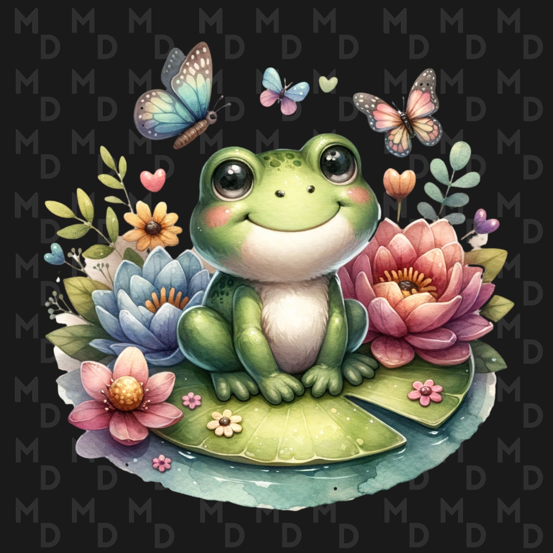 Cute Lily Pad Frog PNG, Clipart, Instant Download, Butterflies, Lily ...