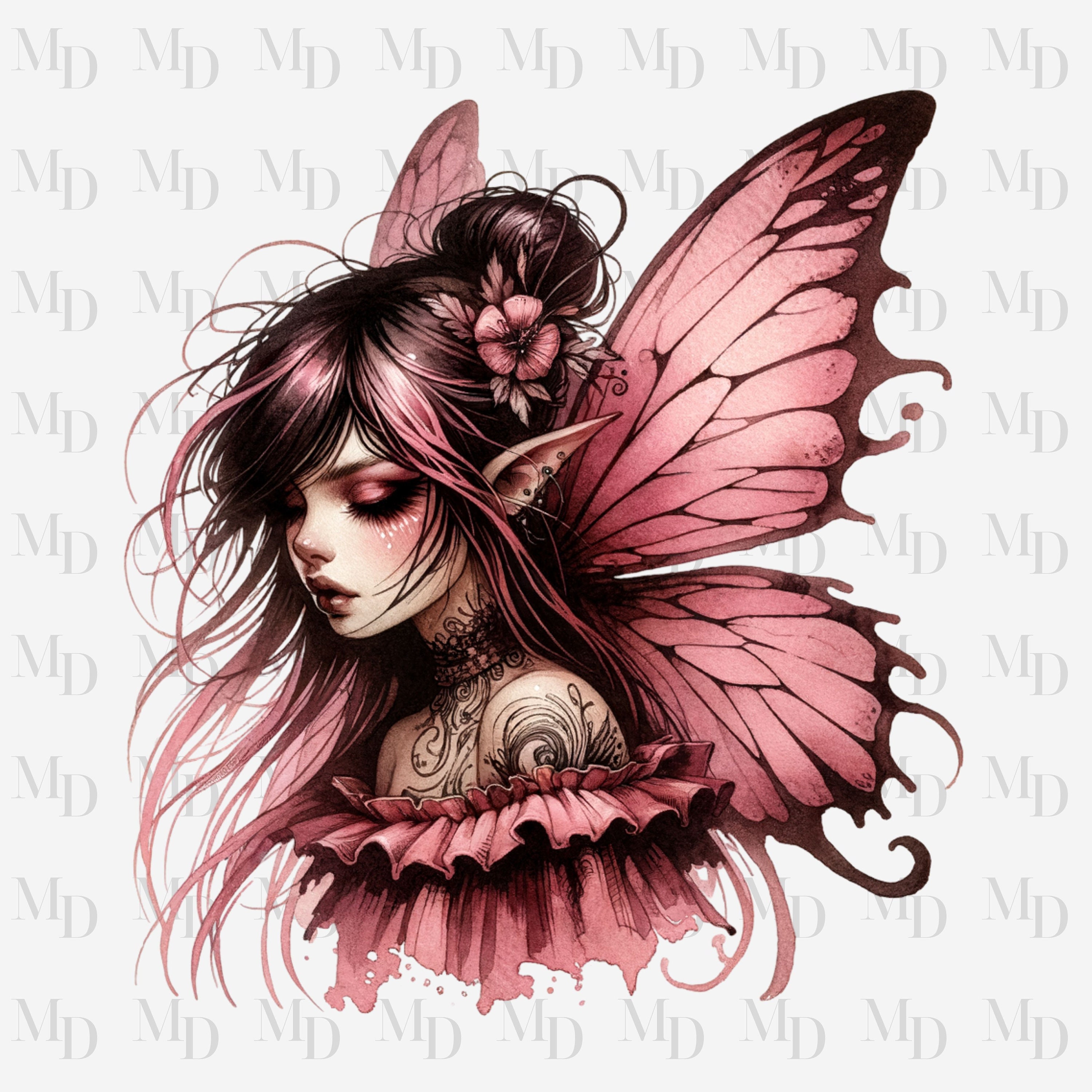 Pink Goth Fairy PNG, Clipart, Instant Download, Fairy Design, Digital ...