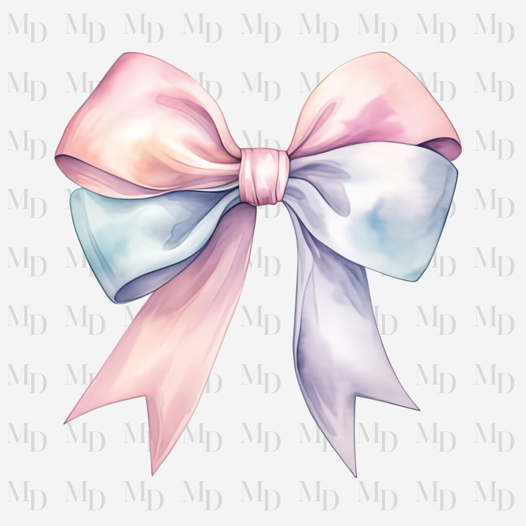 Pastel Bow PNG, Instant Download, Clipart, Coquette Design, Watercolor ...