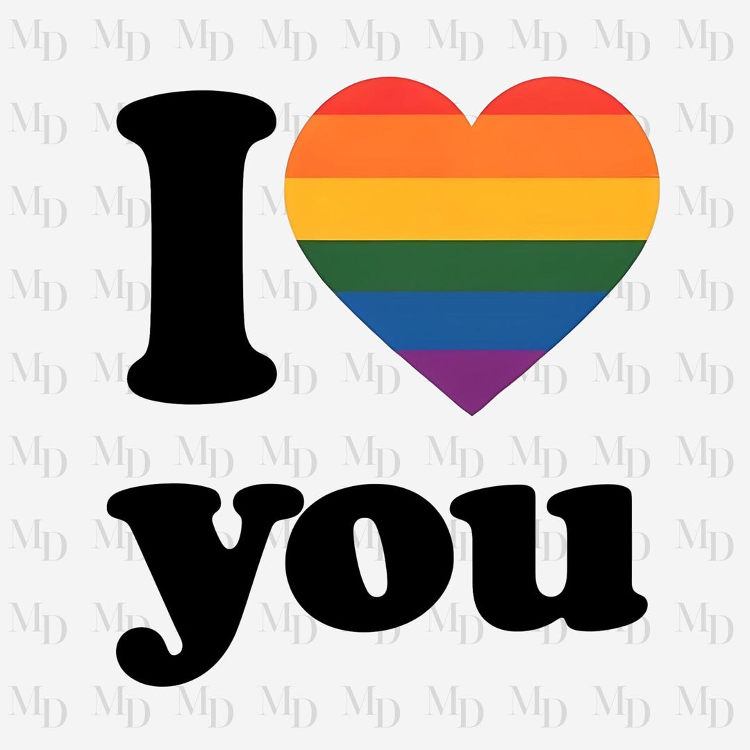 I Love You Rainbow Color Heart PNG, Sublimation, Instant Download ...