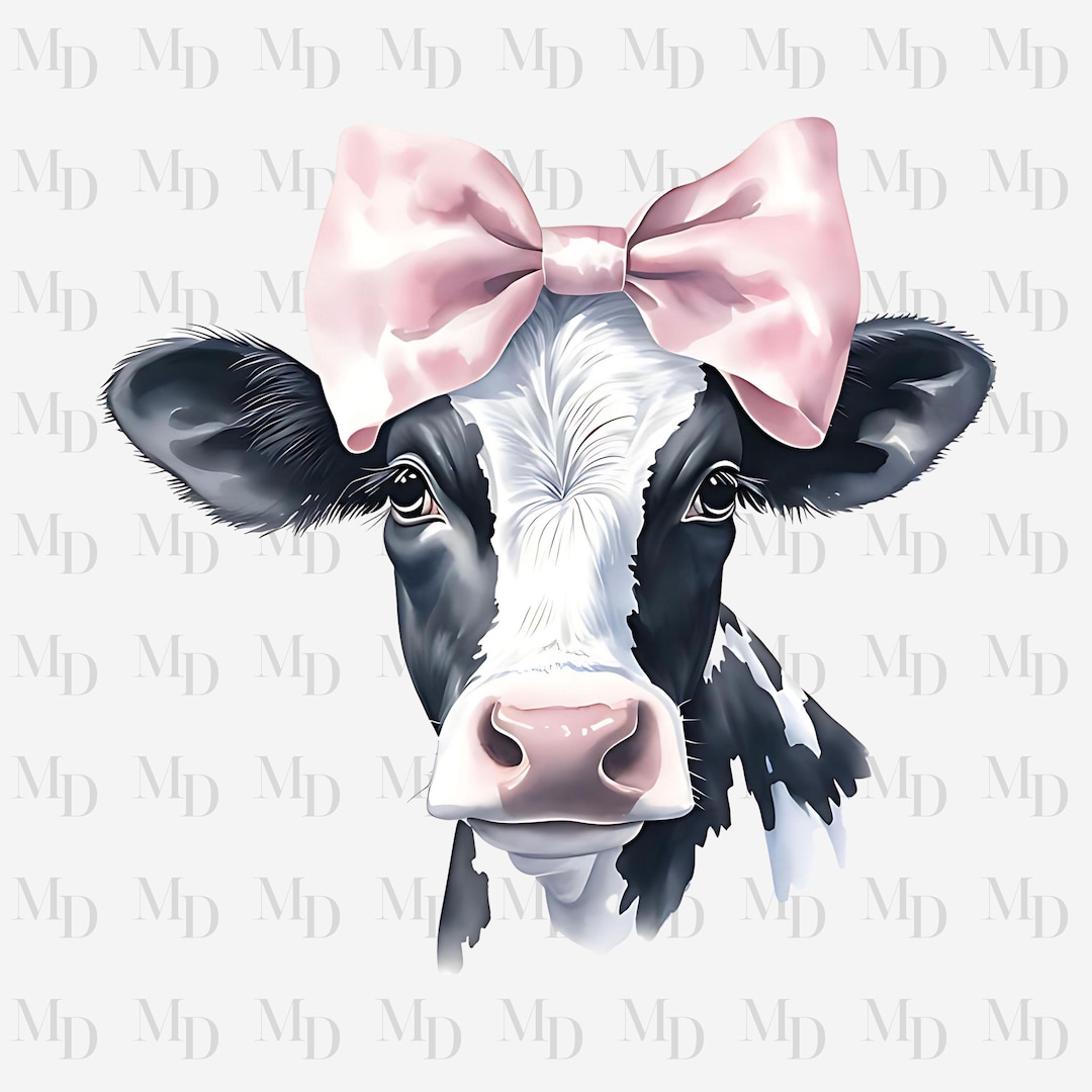 Cute Cow With Pink Bow PNG, Sublimation, Clipart, Instant Download ...