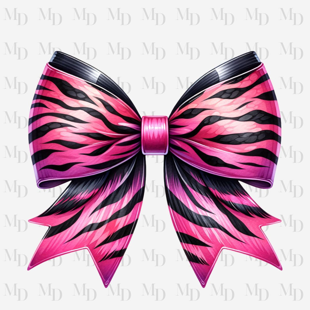 Hot Pink and Black Tiger Stripe Print Bow PNG, Instant Download ...