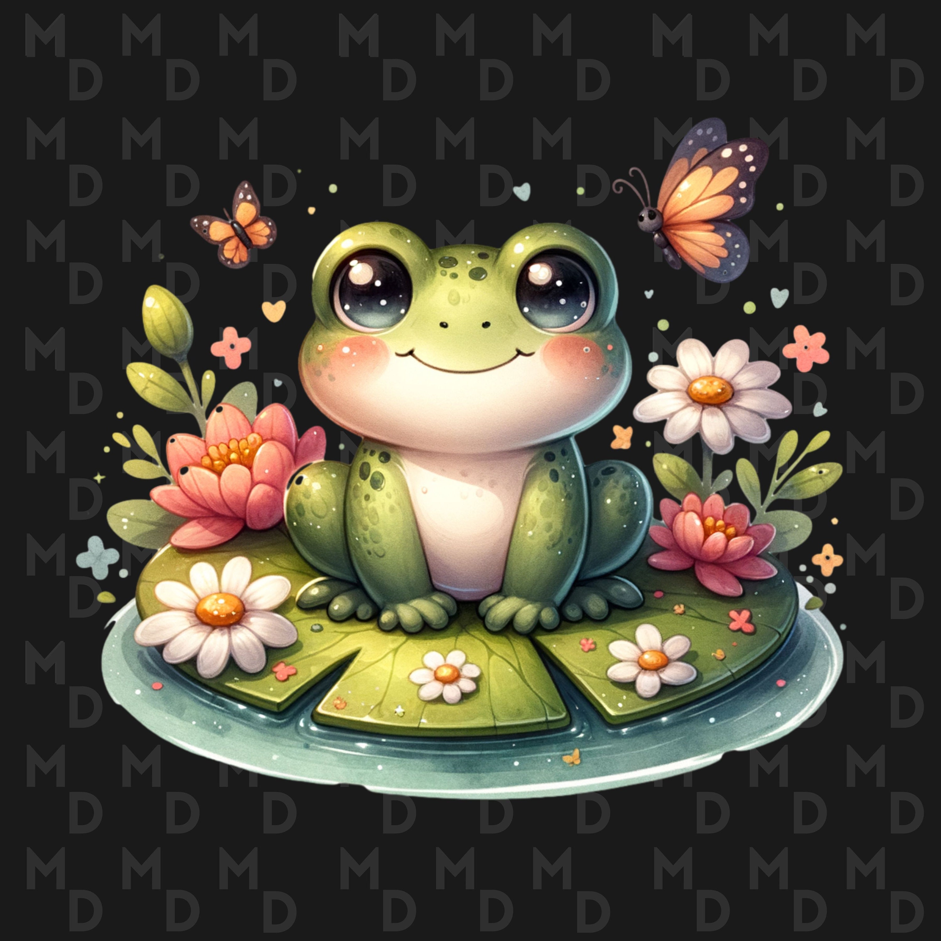 Cute Lily Pad Frog PNG, Clipart, Instant Download, Butterflies, Lily ...