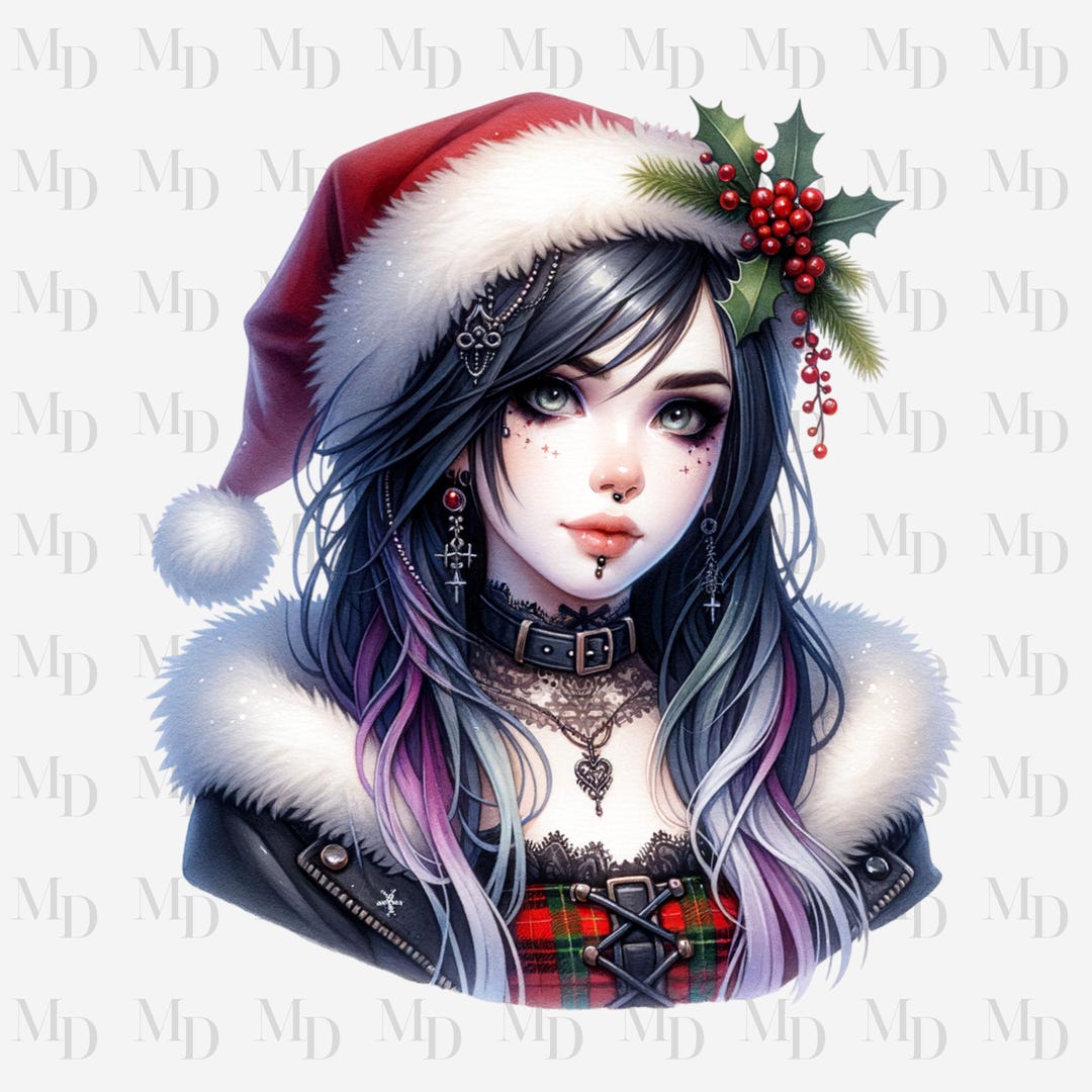 Christmas Goth Girl PNG, Clipart, Instant Download, Goth Christmas ...