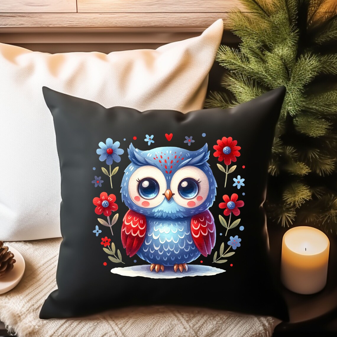 Cute Blue and Red Owl PNG, Owl Clipart, Instant Download, Digital, 300 ...
