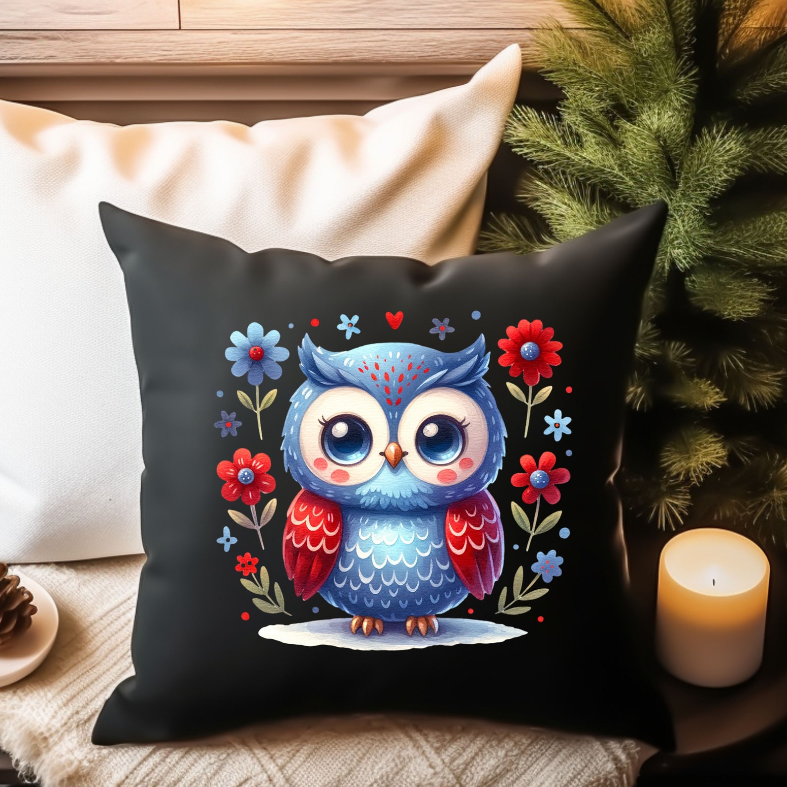 Cute Blue and Red Owl PNG, Owl Clipart, Instant Download, Digital, 300 ...