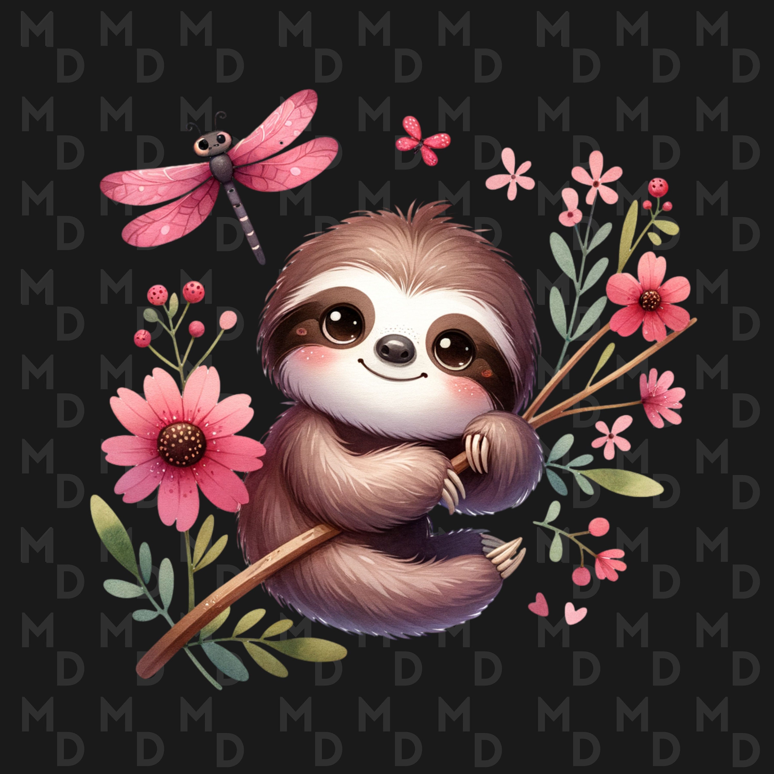 Cute Sloth PNG, Pink Flower Sloth, Clipart, Digital Download, PNG ...