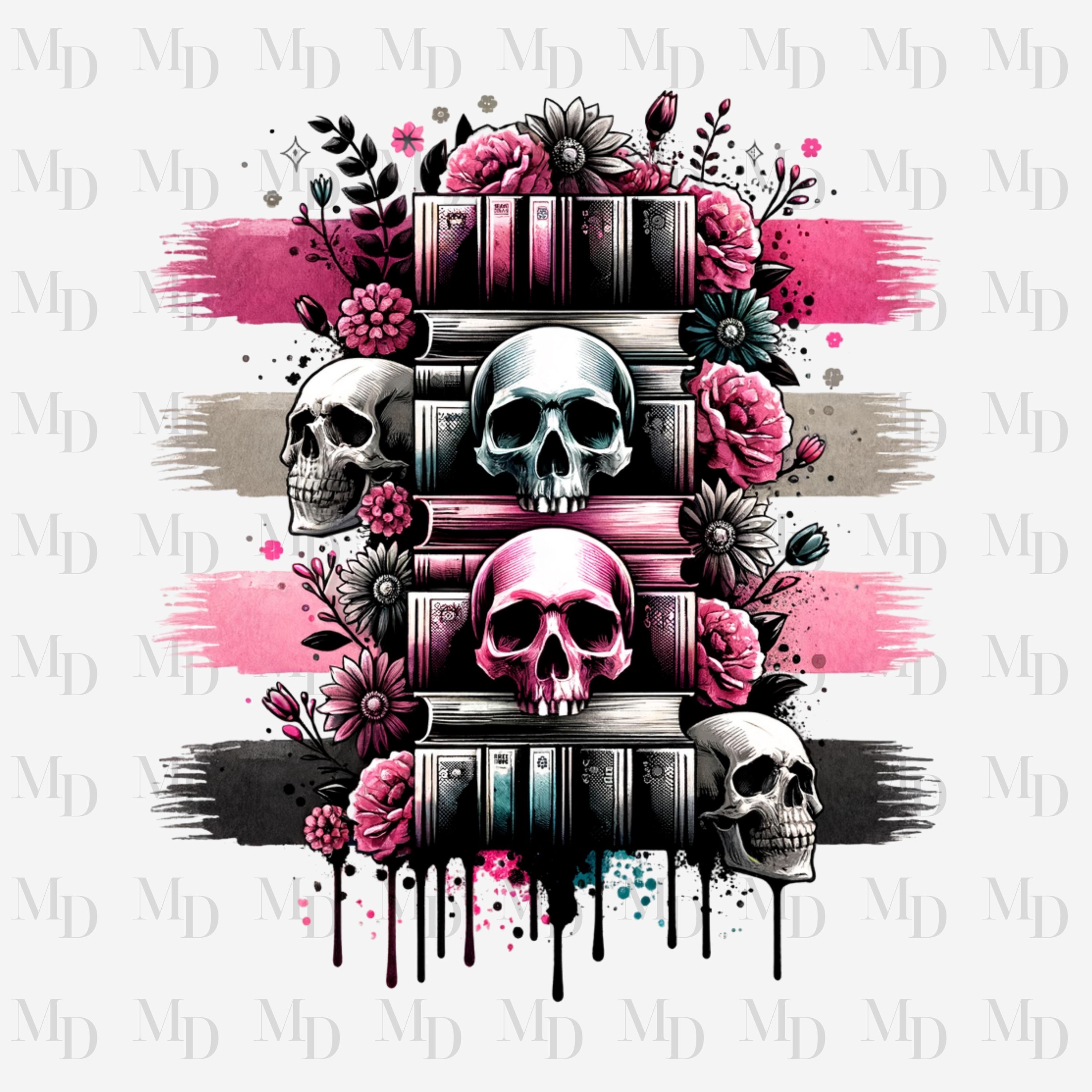 Floral Skulls and Books PNG, Sublimation, Clipart, Instant Download ...