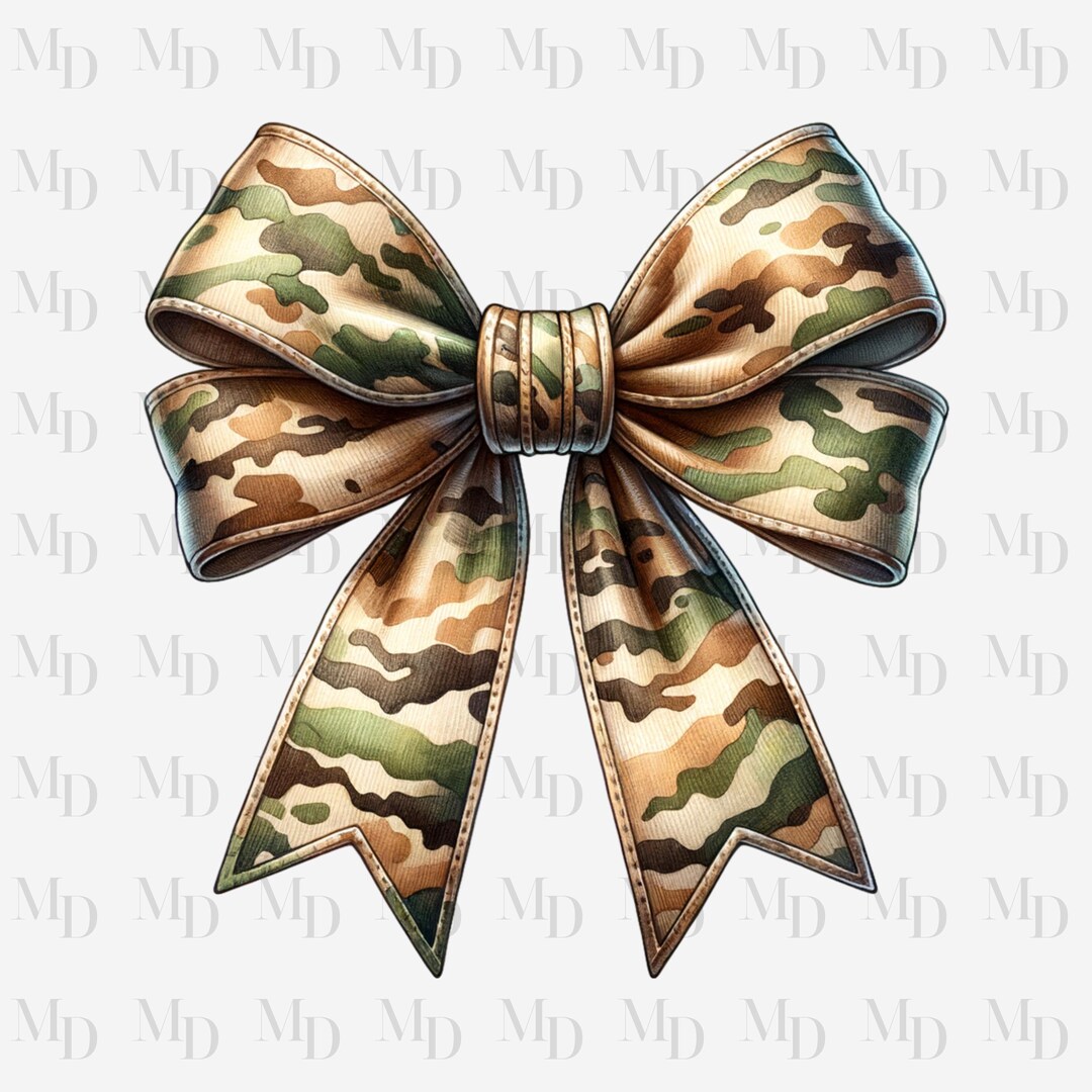 Camouflage Bow PNG, Instant Download, Clipart, Camo Bow, Watercolor ...