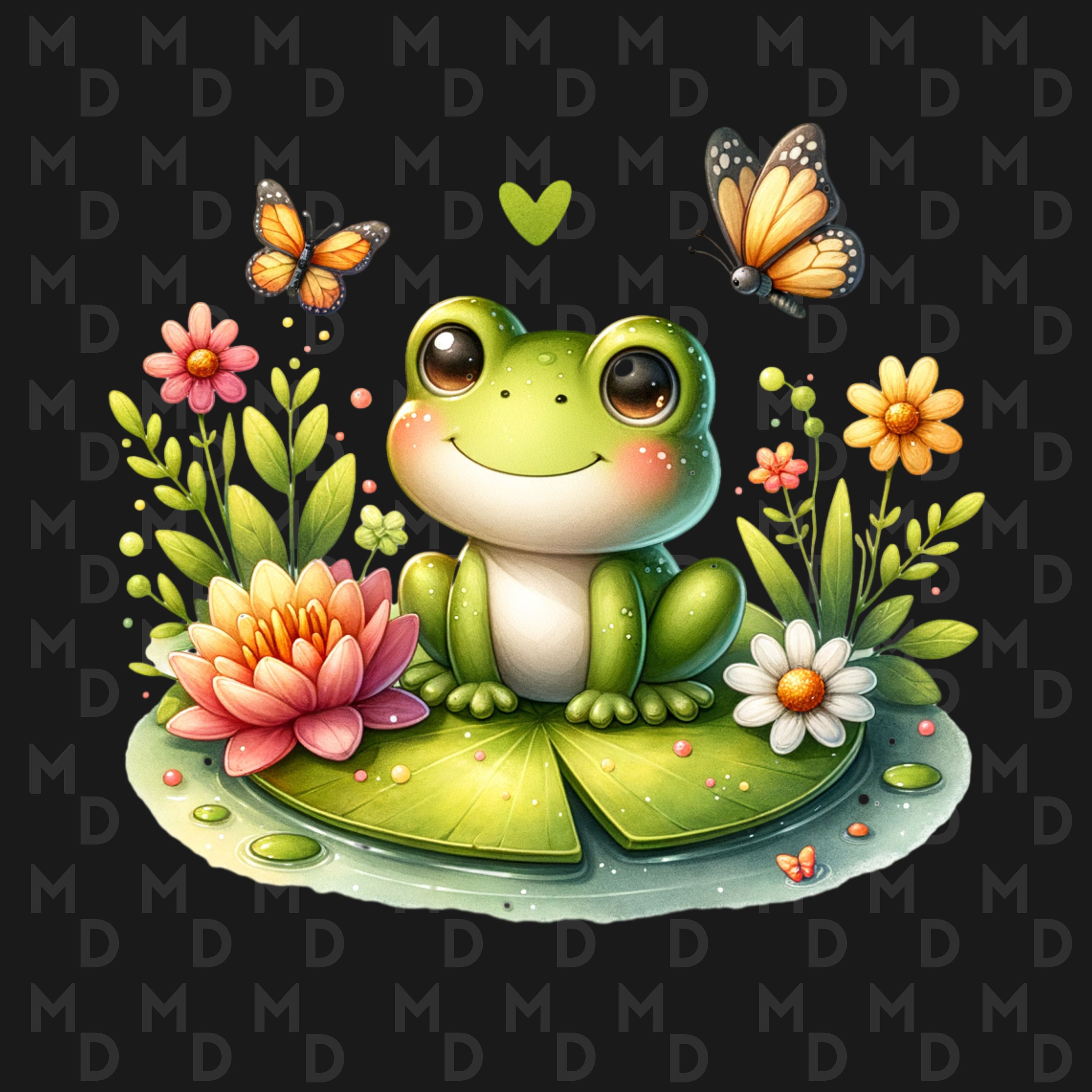 Cute Lily Pad Frog PNG, Clipart, Instant Download, Butterflies, Lily ...