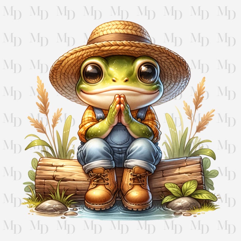 Cute Praying Frog PNG, Frog Clipart Instant Download, Sublimation, Frog ...