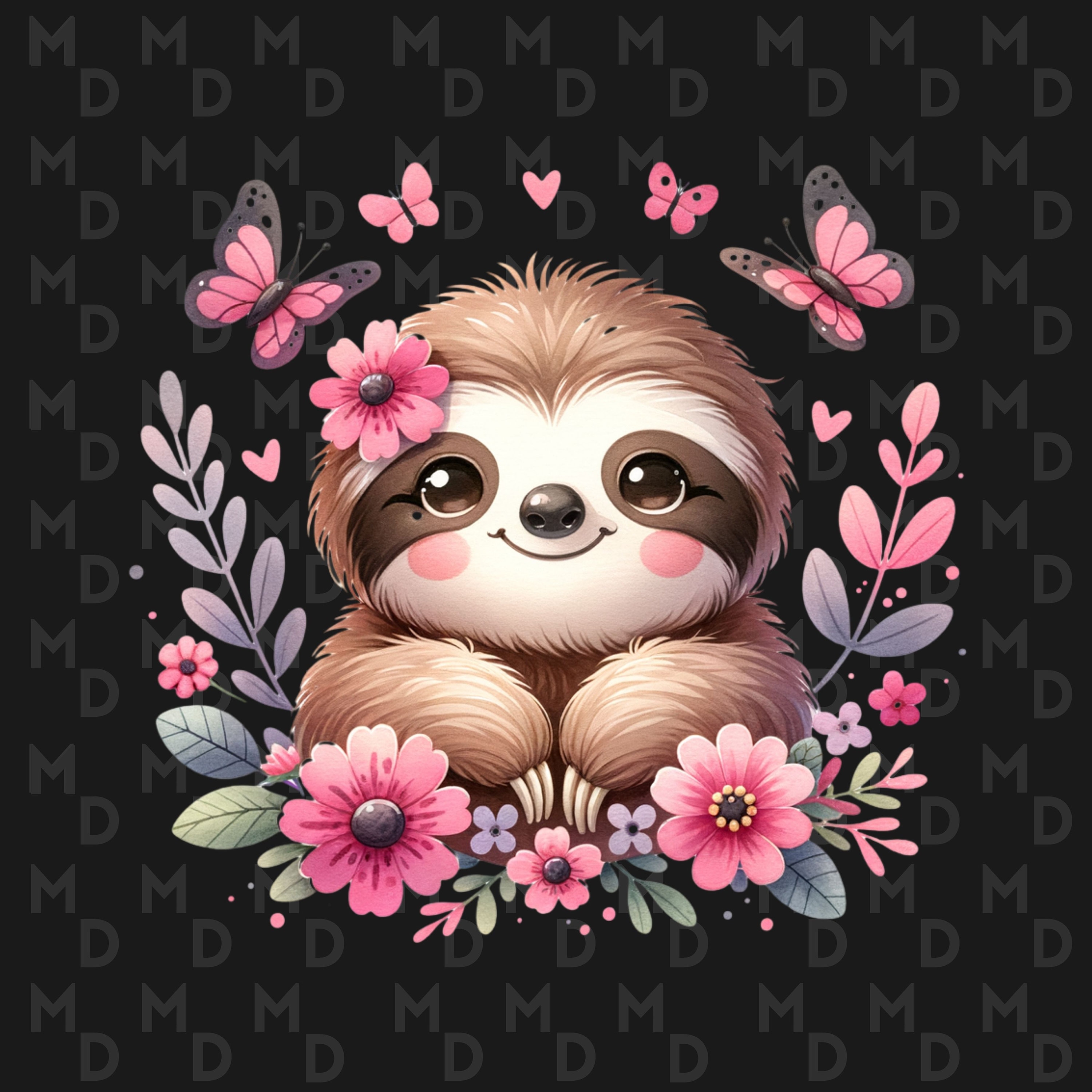 Cute Sloth PNG, Pink Flower Sloth, Clipart, Digital Download, PNG ...