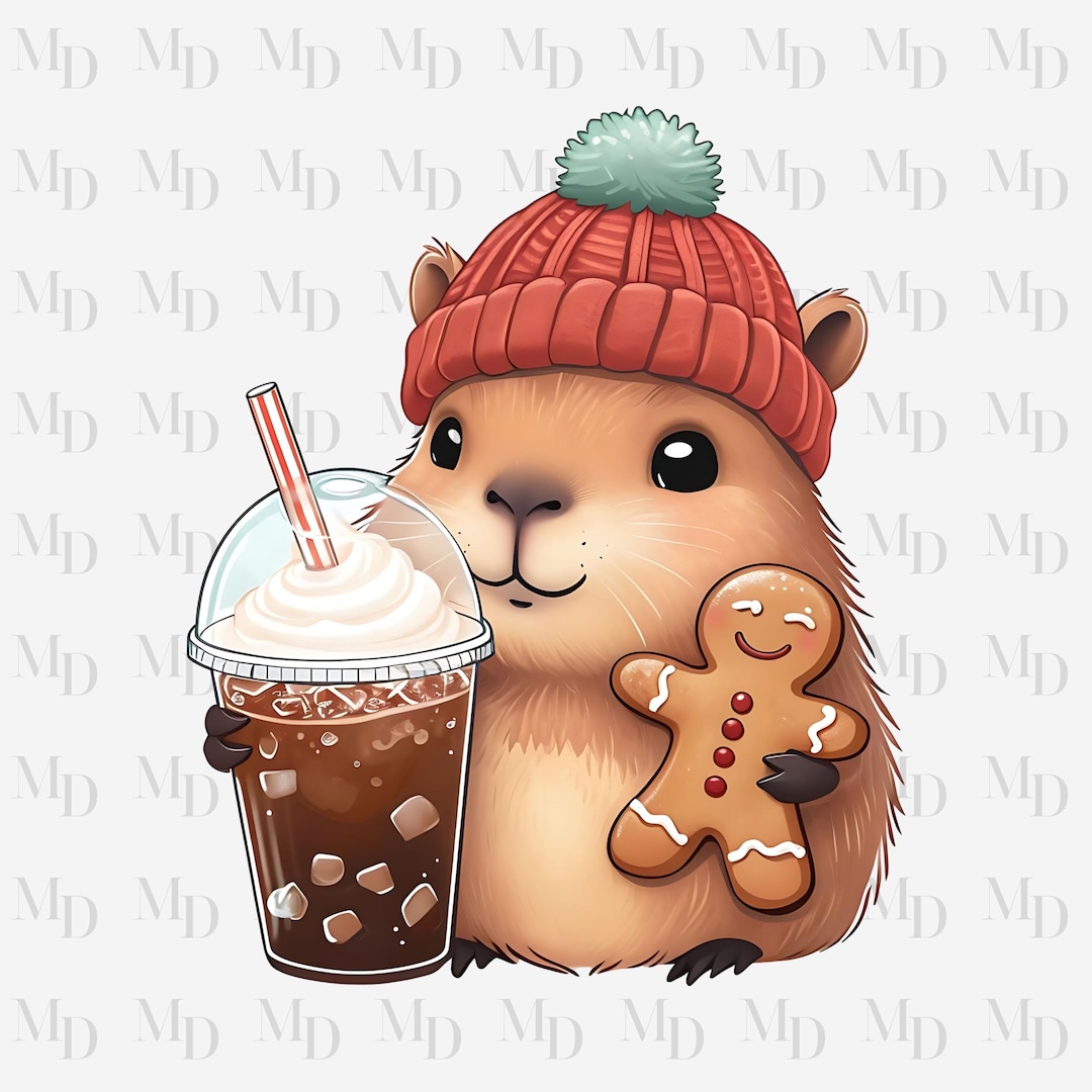 Cute Capybara PNG, Capybara Design, Cappy, Iced Latte, Coffee ...