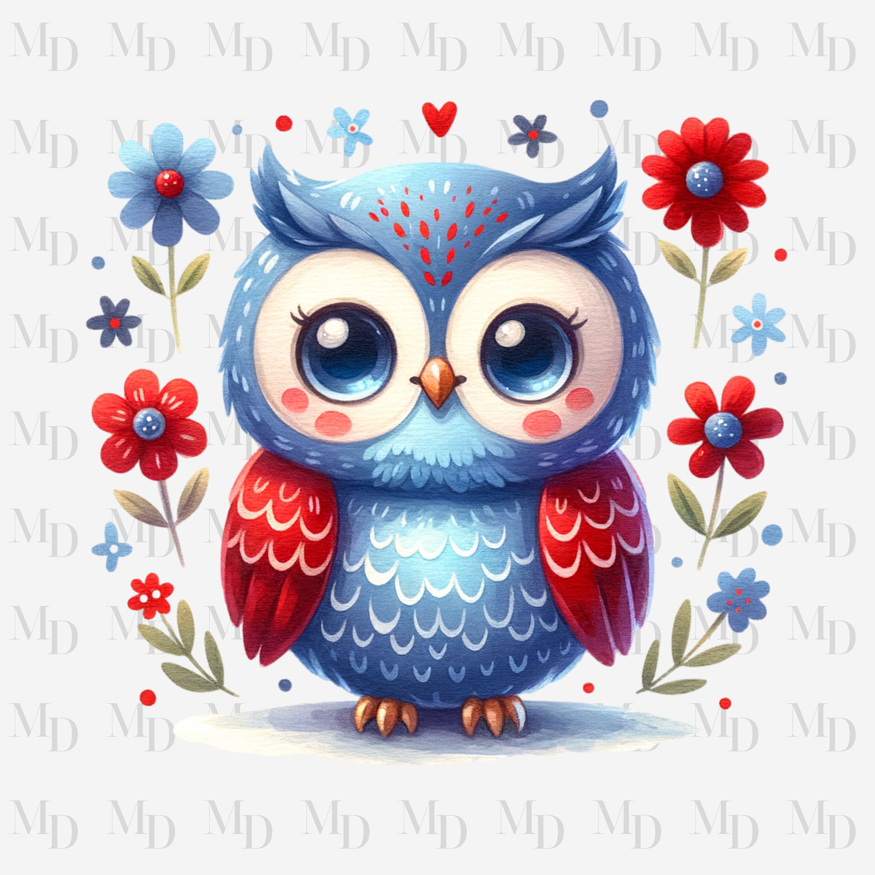 Cute Blue and Red Owl PNG, Owl Clipart, Instant Download, Digital, 300 ...