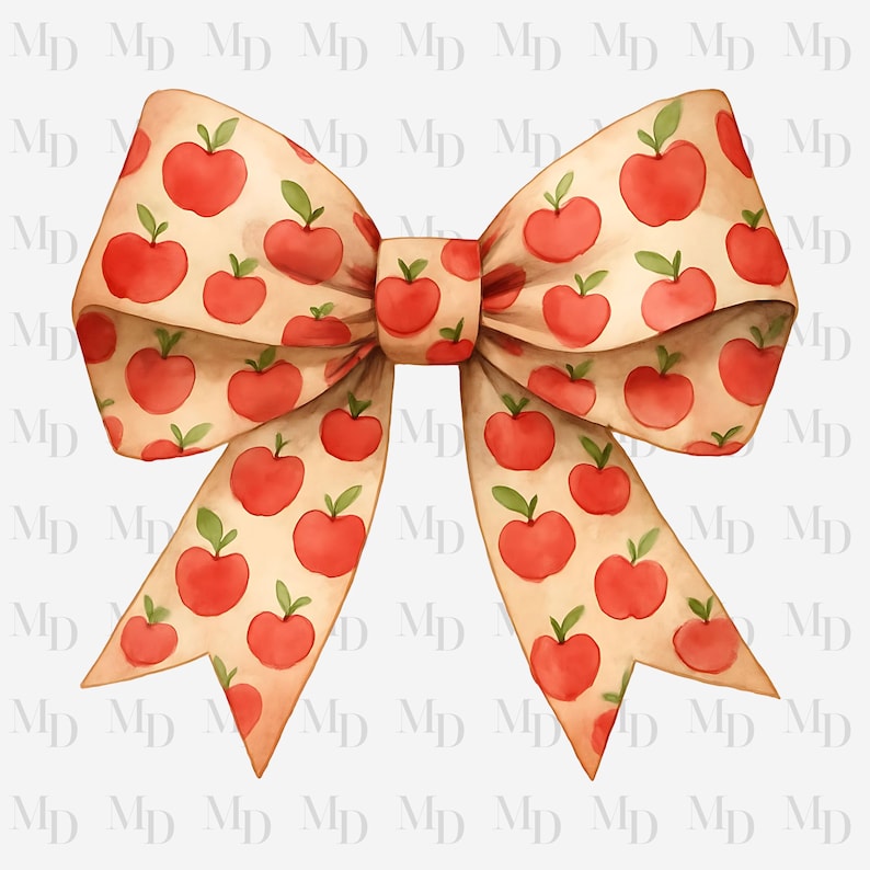 Red Apple Bow PNG, Sublimation, Digital Download, Instant Download ...